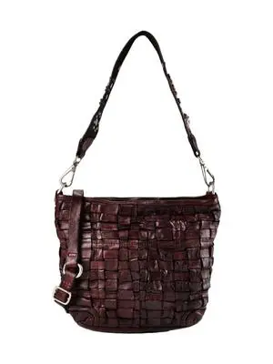 CAMPOMAGGI Woven Leather Shoulder Bag - Black
