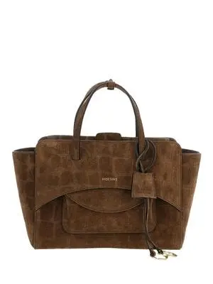 HIDESINS Embossed Top Handle Tote Bag - Brown