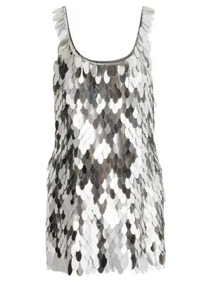Rabanne Sequined Chainmail Mini Dress - Silver