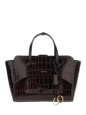 HIDESINS Croc Effect Top Handle Shoulder Bag - Brown