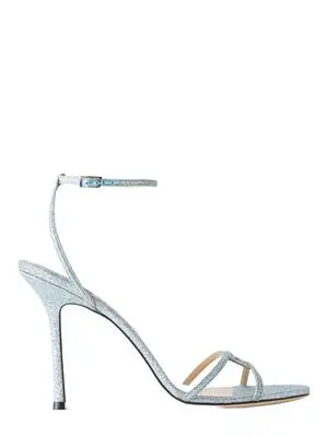 JIMMY CHOO Leo 100 Glittered Leather Sandals - No