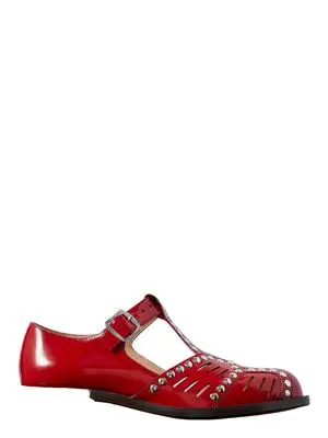 Bally Bally Spiegel Studded Cutout Glossed-Leather Brogues Red