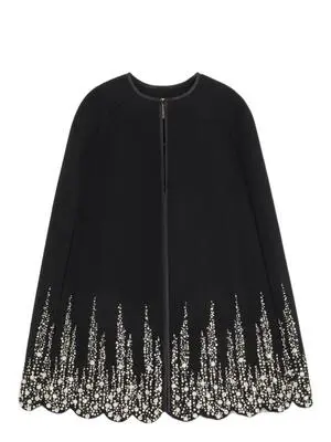 Valentino Garavani Draped Cape With Ombre Rhinestone Embroidery - Black
