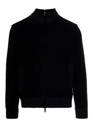 Paul & Shark Long-sleeved Knitted Zip-up Cardigan - Blue