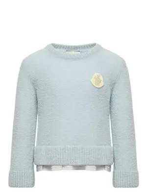 Moncler Embroidered Wool Blend Jumper - Light Blue