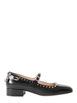Bally Embellished Leather Mary Jane Pumps With Block Heel - Black