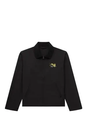 Kenzo Jumping Tiger" Embroidered Zip-up Coach Jacket - Black