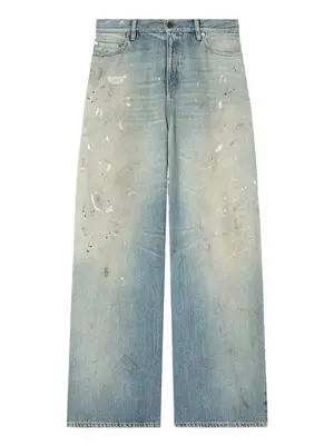 GOLDEN GOOSE Wide-leg Distressed Jeans - Light Blue