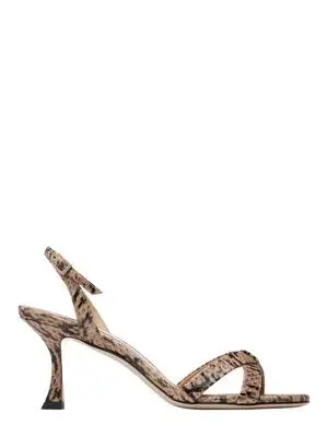 JIMMY CHOO Jimmy Choo Elsy 70 Kigali Snake Print High-Heeled Sandals Chai