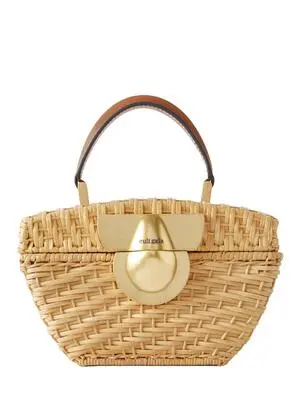 Cult Gaia Tyla Raffia Tote With Leather Trim - No