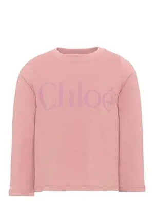 Chloé Logo Print Long Sleeve T-shirt - Pink