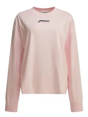GANNI Future Graphic Long Sleeve T-shirt - Pink