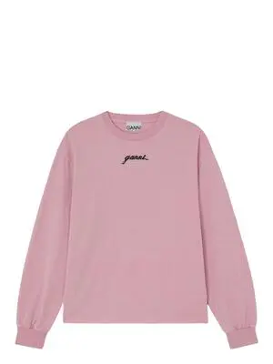 GANNI Future Graphic Long Sleeve T-shirt - Pink