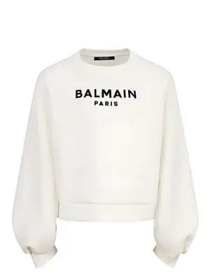 Balmain Long Sleeve Crew Neck Sweatshirt - Beige/black