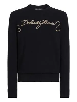 Dolce & Gabbana Embroidered Round Neck Pullover - Blue