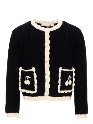 Bonpoint Marlys Scalloped-trim Cardigan - Blue