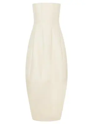 Khaite Strapless Wool And Silk-blend Midi Dress - White