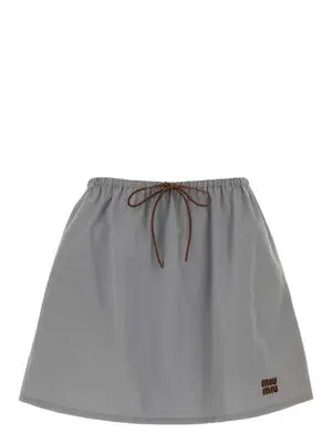MIU MIU Miu Miu Logo Embroidered Drawstring Mini Skirt