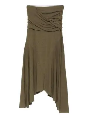 GANNI GANNI Ruched Asymmetric Hem Skirt Brown