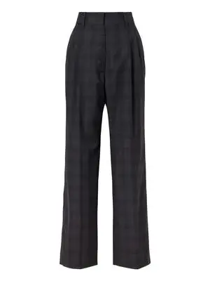 BLAZÉ MILANO Fox Checked Wool Straight-leg Pants - Black