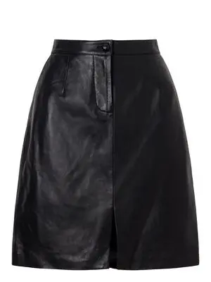 BLAZÉ MILANO Leather Midi Skirt - Black