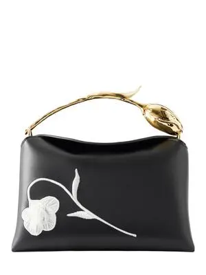 Erdem Midi Bloom Embroidered Leather Tote Bag - No