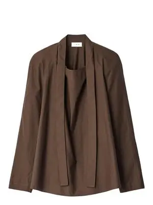 LEMAIRE Ascot Tie-neck Blouse - Truffle