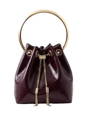 JIMMY CHOO Jimmy Choo Bon Bon Eel-Effect Leather Bucket Bag Black