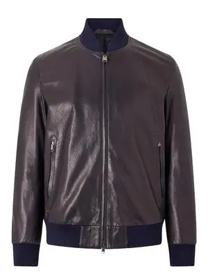 Brioni Draped Leather Bomber Jacket - Brown