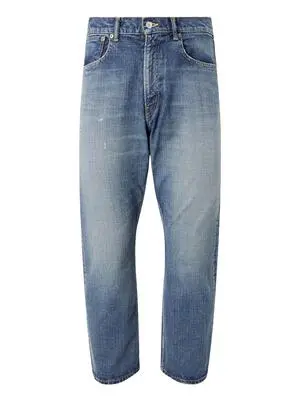 BEAMS Straight Leg Paint Splattered Jeans - Blue