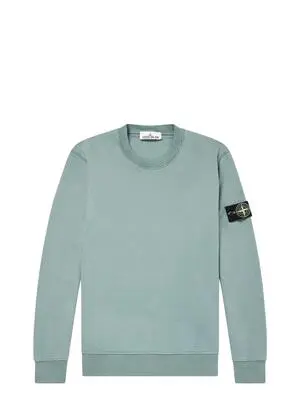 Stone Island Garment-dyed Cotton-fleece Sweatshirt - Green