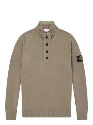 Stone Island Virgin Wool-blend Polo Sweater - Green