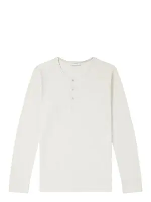 LEMAIRE Henley Ribbed Cotton T-shirt - Neutrals