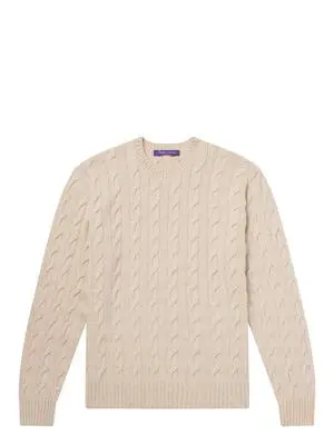 Ralph Lauren Purple Label Cashmere Cable-knit Crewneck Sweater - Cream
