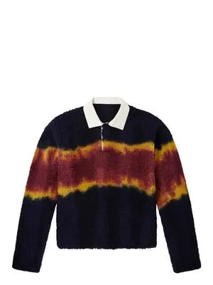 Sacai Tie-dye Wool-blend Polo Sweater - Blue
