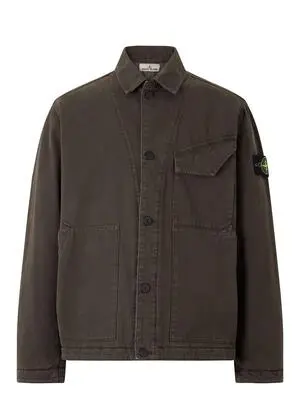 Stone Island Garment-dyed Panama Cotton-canvas Jacket - Gray