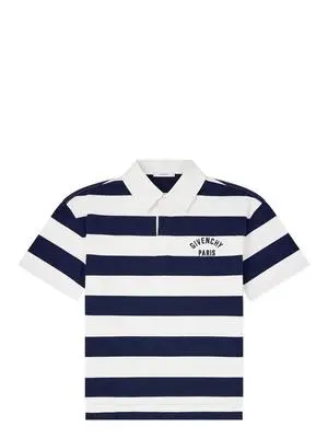 Givenchy Logo-embroidered Striped Cotton Polo Shirt - Blue