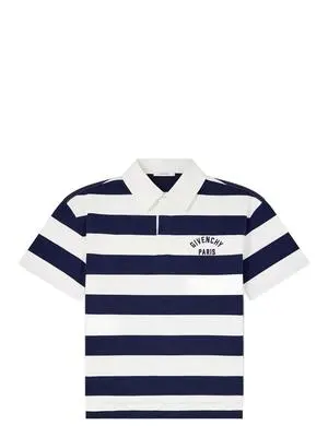 Givenchy Logo-embroidered Striped Cotton Polo Shirt - Navy