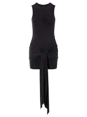 SKIMS Tie-detailed Stretch Cupro-jersey Wrap Mini Dress - Black
