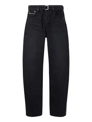 Sacai Wide-leg Belted Jeans - Black