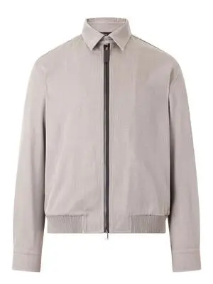 Brioni Leather-trimmed Wool-twill Blouson Jacket - Gray