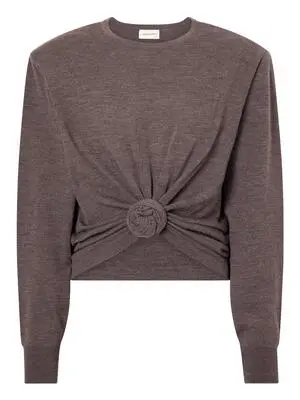 Magda Butrym Knotted Cropped Wool Sweater - Brown