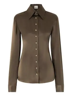 Khaite Ivy Silk-satin Shirt - Green