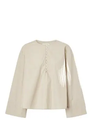 KALLMEYER Marguerite Striped Cotton-poplin Blouse - Neutrals