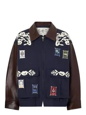 Sea Georgie Embroidered Cotton-canvas And Leather Jacket - Blue