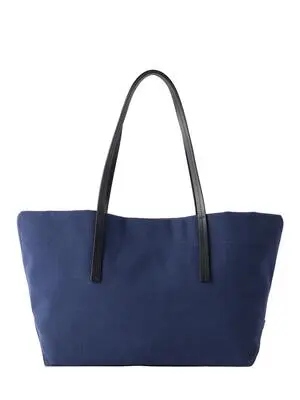 KALLMEYER Driving' Leather-trimmed Canvas Tote - Blue