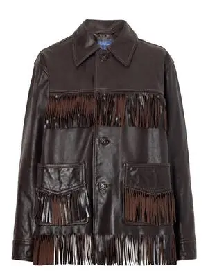 Polo Ralph Lauren Leather Fringe Jacket - Brown