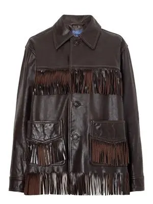 Polo Ralph Lauren Fringed Leather Jacket - Chocolate