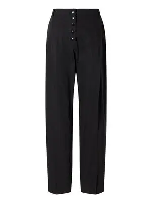 ST. AGNI Pleated Wool Wide-leg Trousers - Black