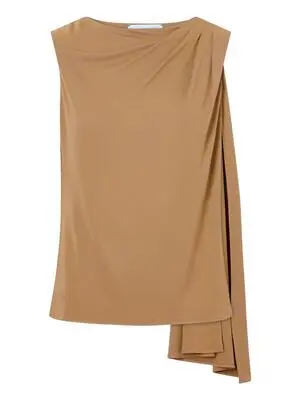KALLMEYER Floriana Draped Jersey Blouse - Brown